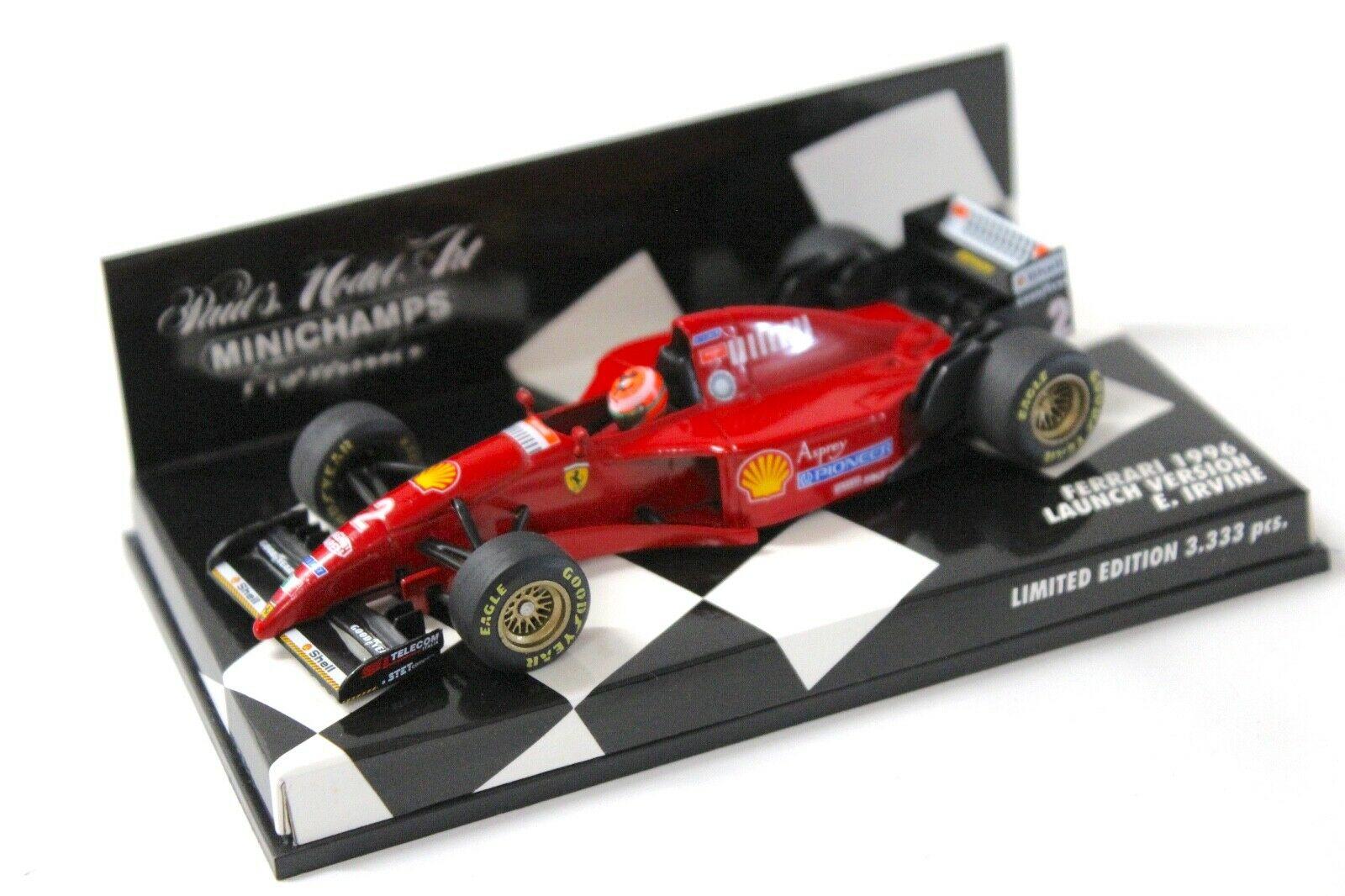 1:43 Minichamps F1 Ferrari 1996 Launch Version Irvine NEW in Premium ...